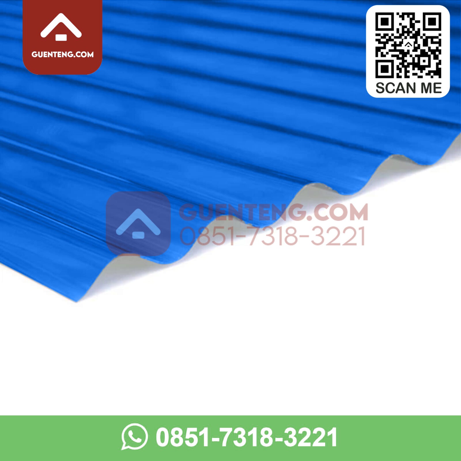 Atap Polycarbonate Solartuff Gelombang Tipe Roma Warna Biru Blue - 3 ...