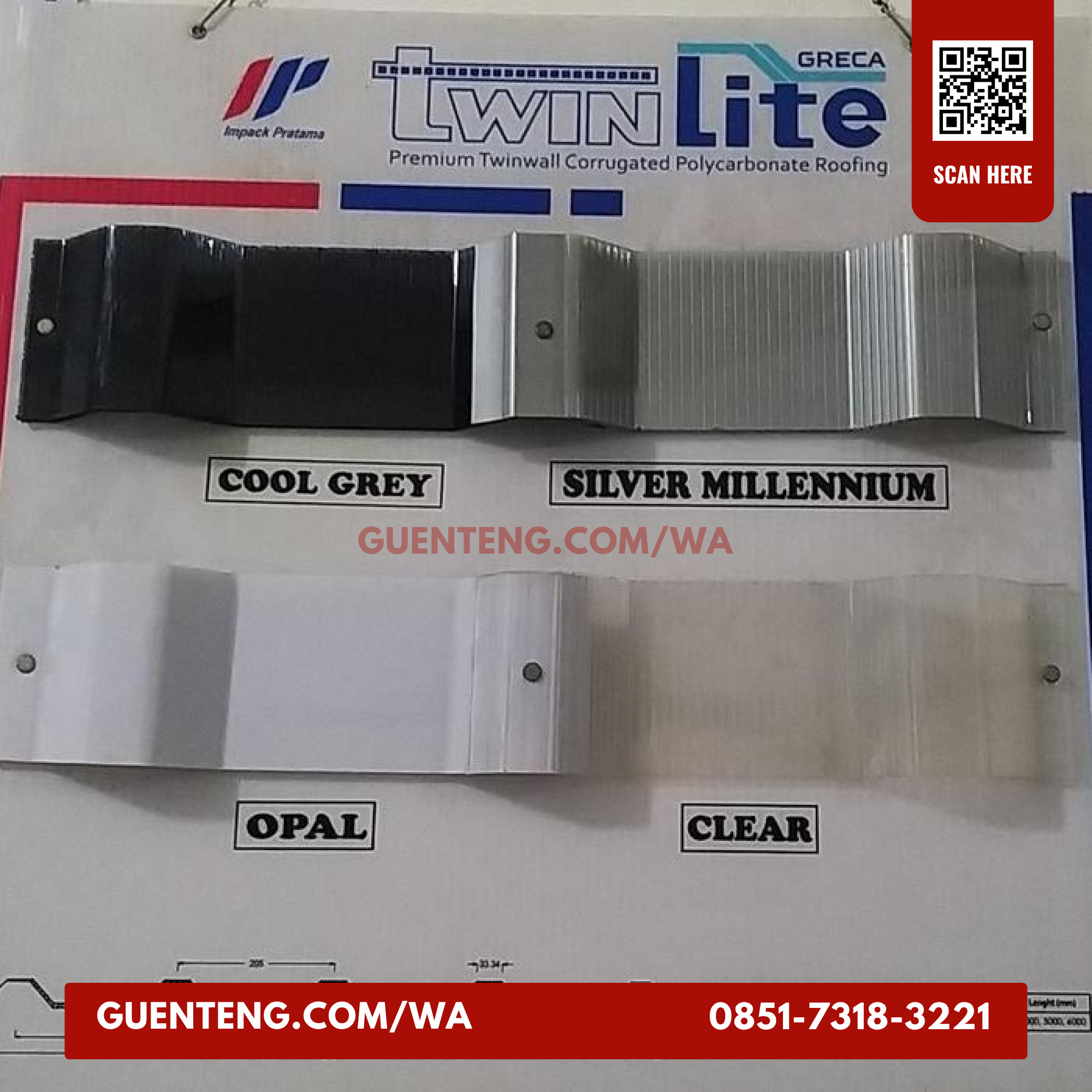 Atap poly Gelombang TWINLITE GRECA Transparan ORIGINAL dan Bergaransi ...