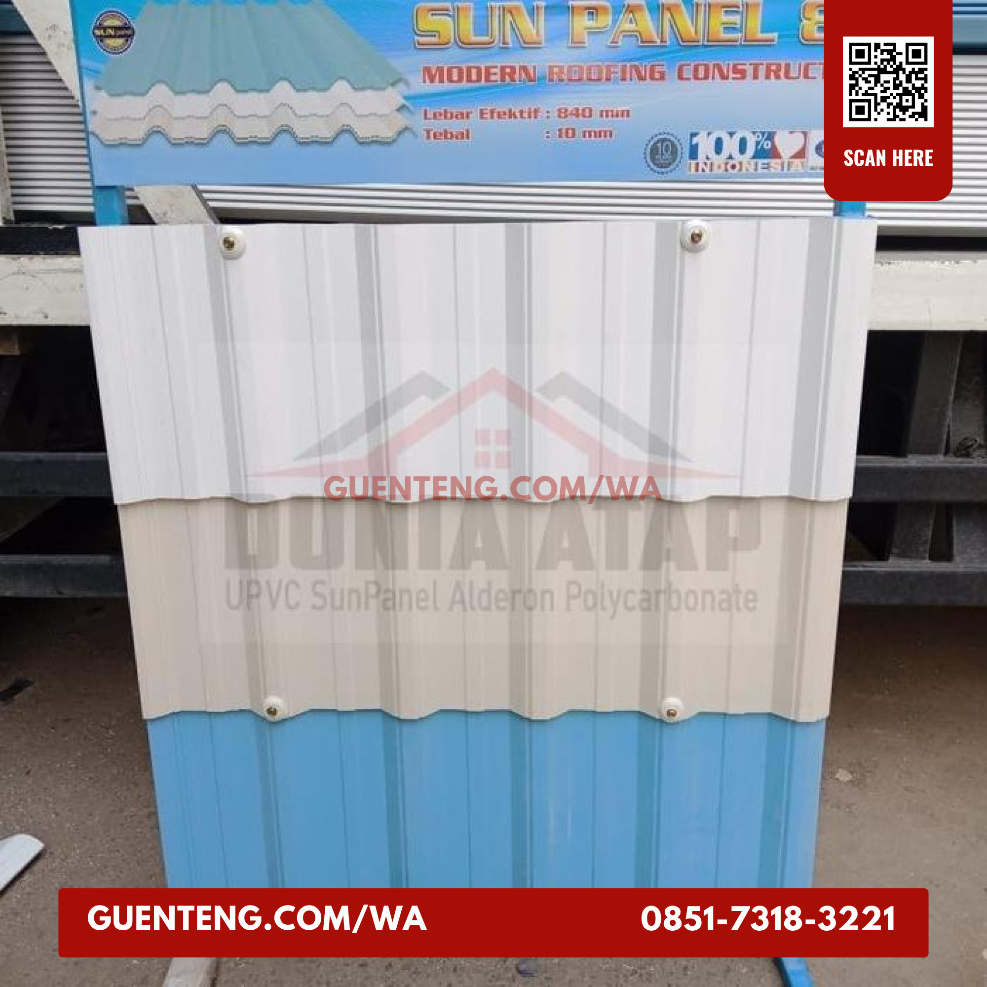 Atap uPVC SUN PANEL Double Layer 840 Garansi 10 tahun Putih - Guenteng ...