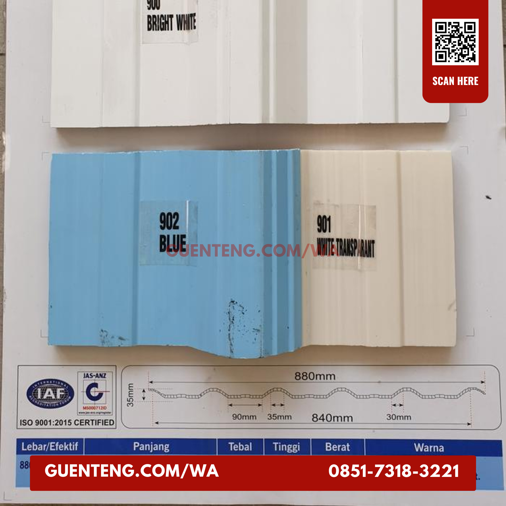 Atap uPVC SUN PANEL Double Layer 840 Garansi 10 tahun Putih - Guenteng ...