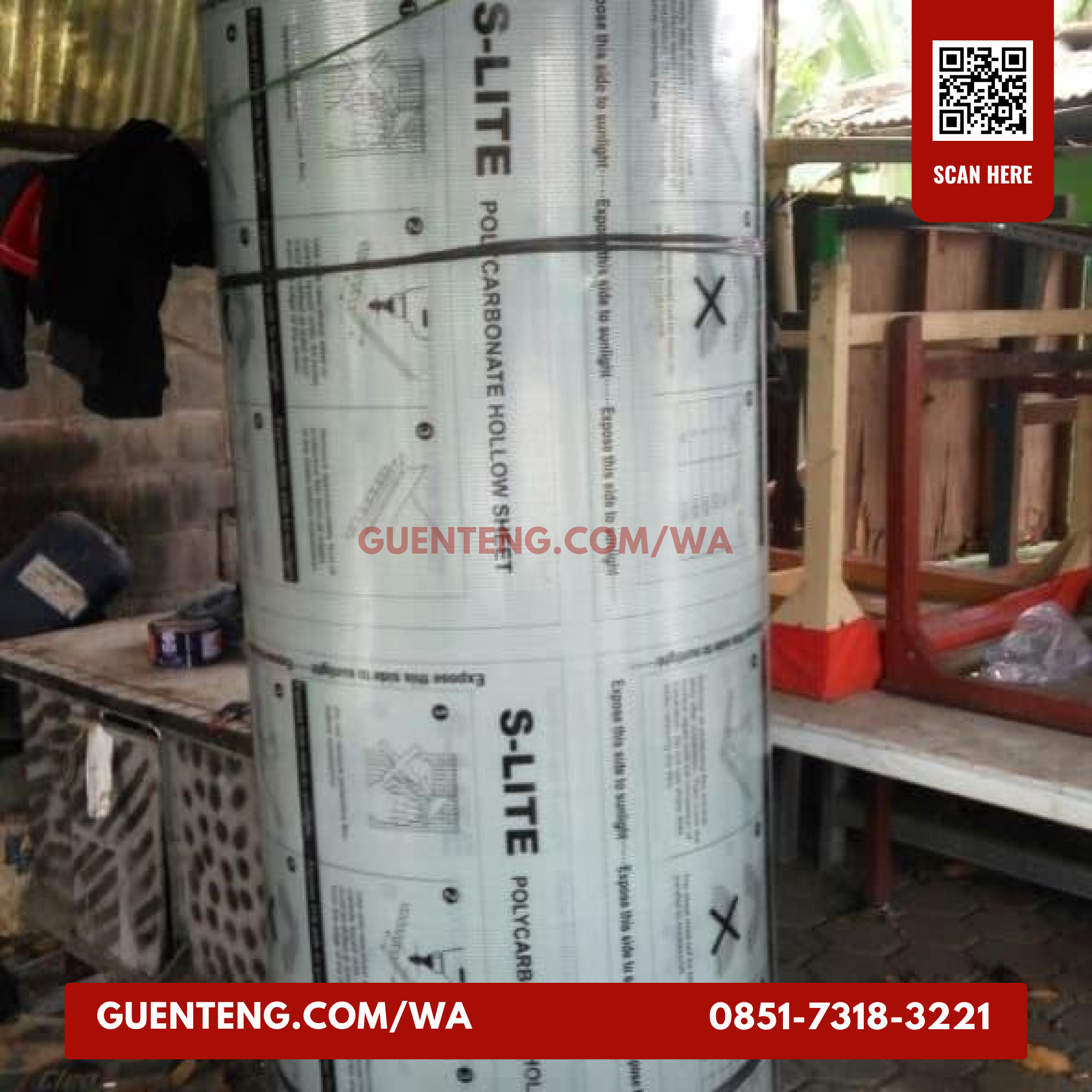 Polycarbonate berongga S-LITE 4mm Opal White Putih Susu 1/2 Roll ...