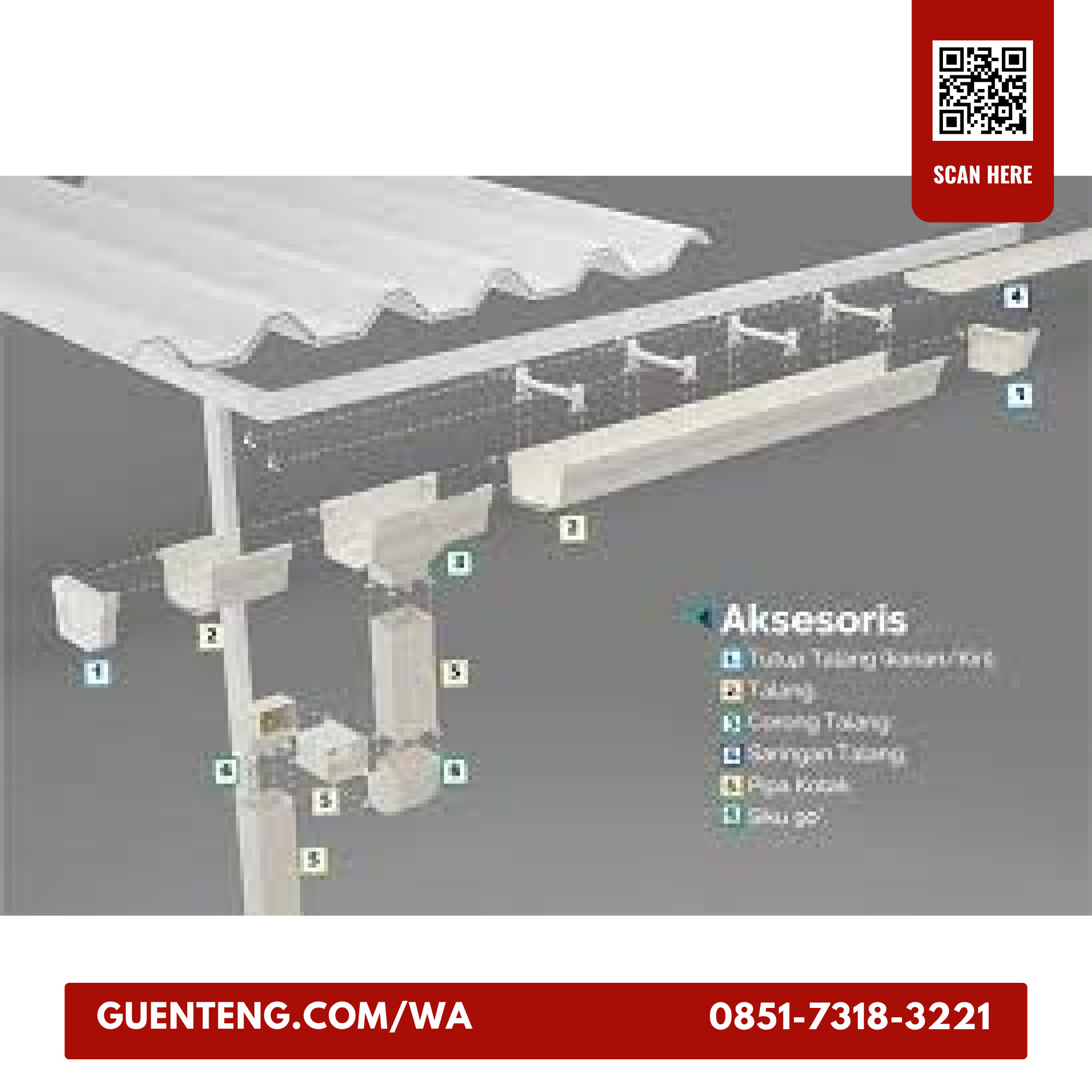 Talang Upvc 1 set lengkap Putih / 4m - Guenteng - Toko Genteng Terdekat ...